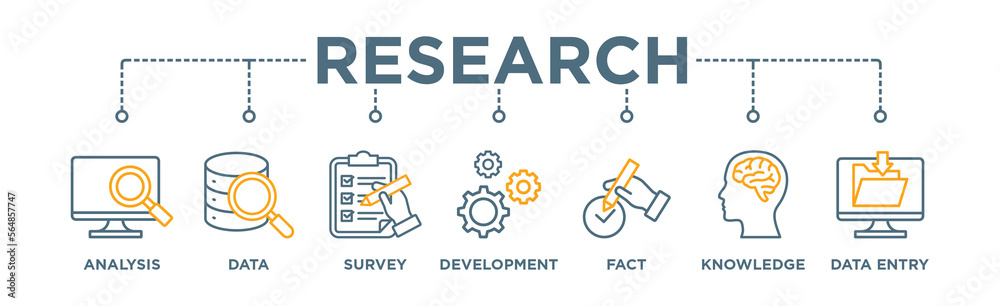 Research banner web icon vector illustration concept with icon of ...