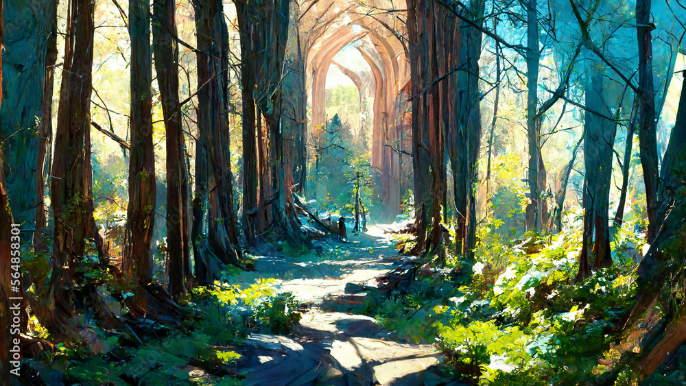Medieval style and features forest illustration Generative AI Content ...