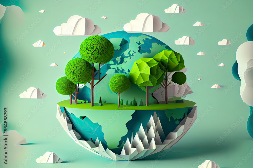 innovative Poster Or Banner Of World Environment Day with low poly tree ...