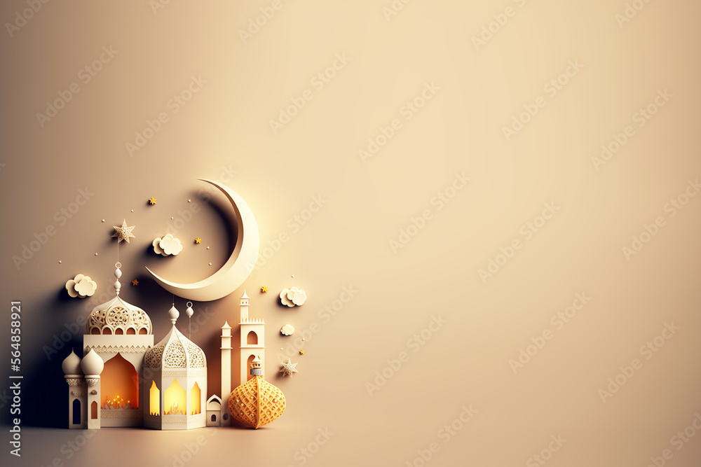Ramadhan Islamic 3D Background. Generative AI Stock Illustration ...