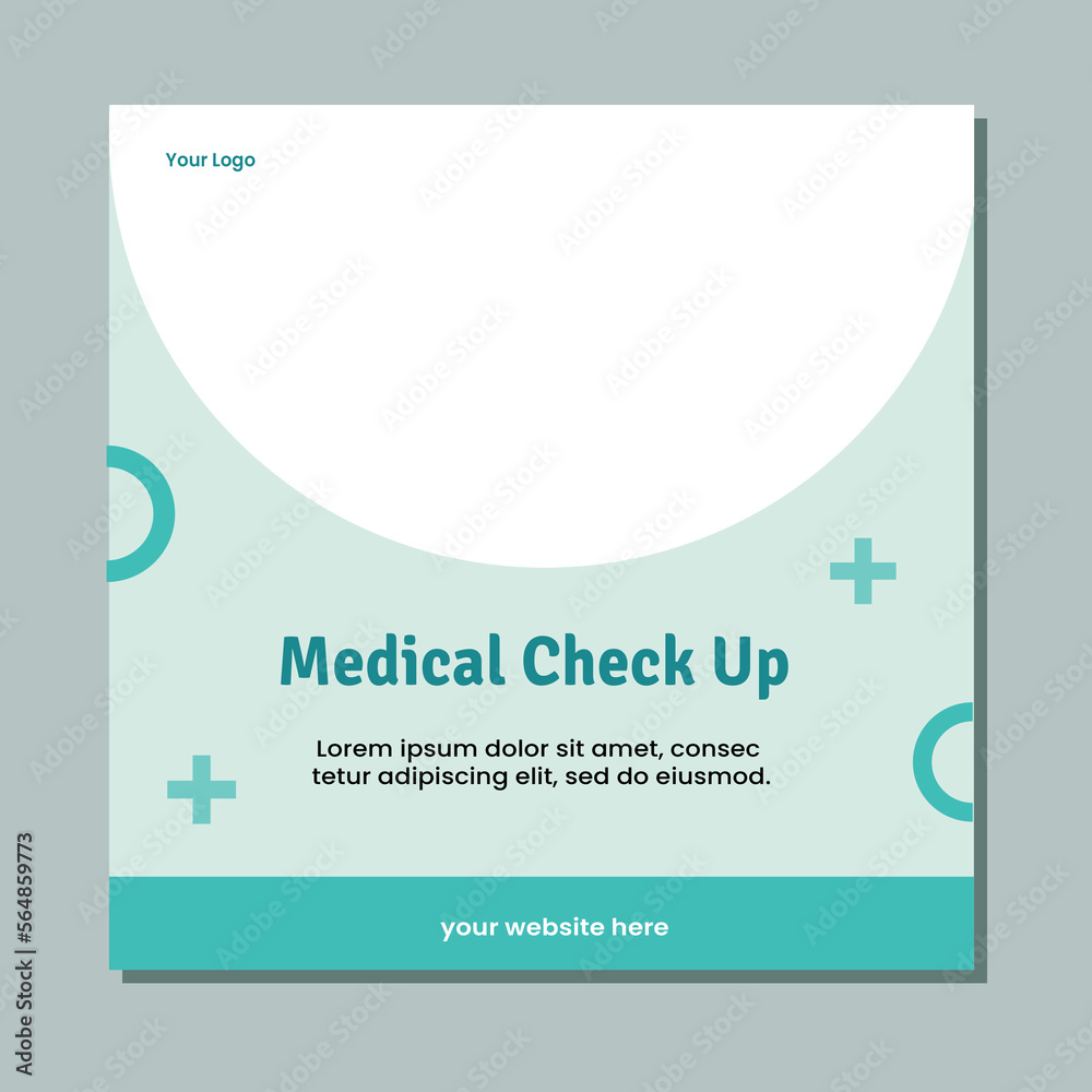 Medical social media post template design. Modern banner with blue and ...