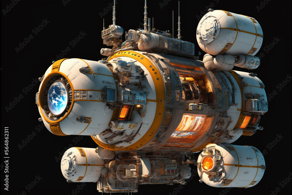 Spaceships in space, futuristic, modern, technology, designed as ...