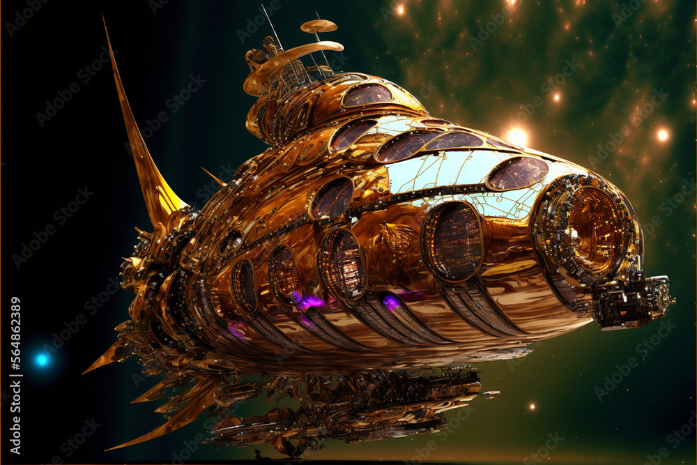 Spaceships in space, futuristic, modern, technology, designed as ...