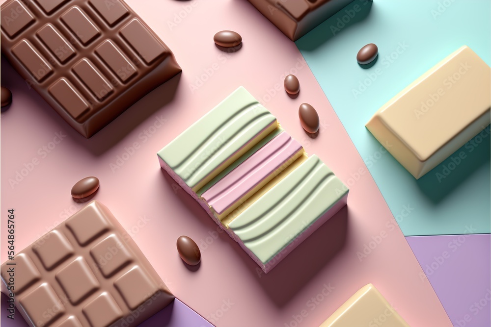 Chocolate bar selection as wallpaper, multifaceted and creamy created ...