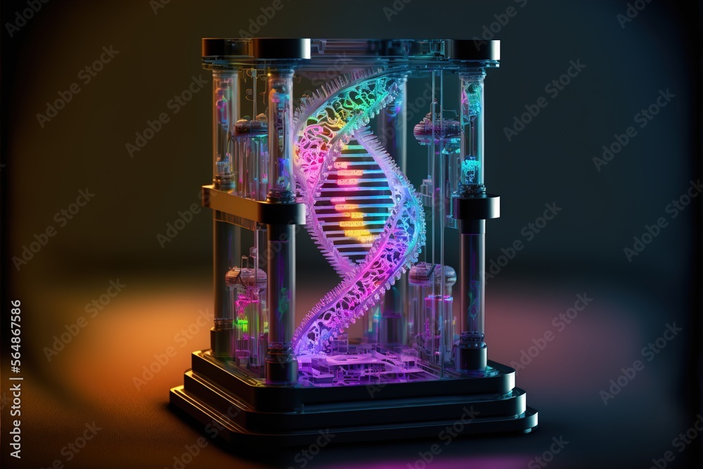 DNA Model in a medical laboratory created with generative ai technology ...