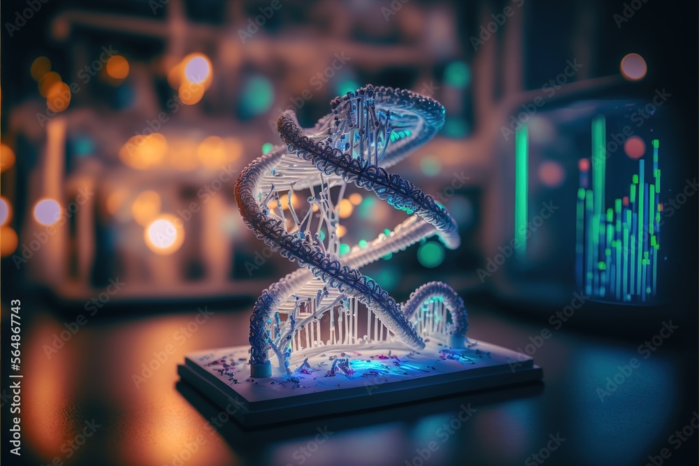 DNA Model in a medical laboratory created with generative ai technology ...