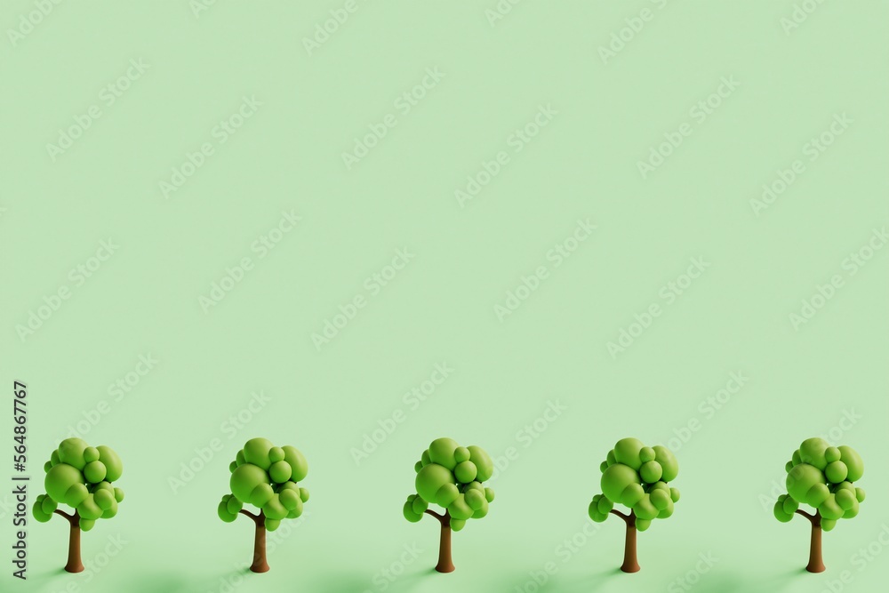 3d trees on a green background Stock Photo | Adobe Stock