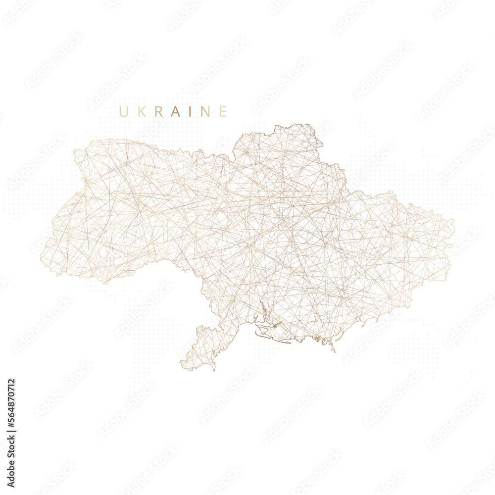 Low poly map of Ukraine. Gold polygonal wireframe. Glittering vector ...