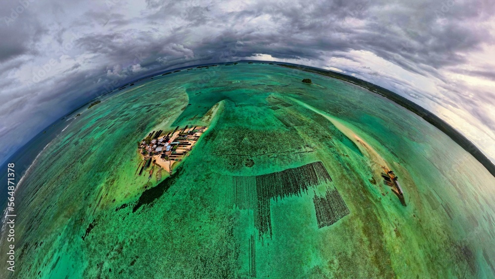 Global warming sea level rise tiny planet flat Pacific seaweed islands ...