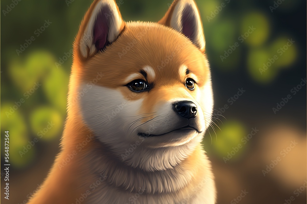Shiba Inu animated, dog, doge created with generative ai technology ...