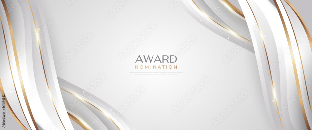 Luxurious and Elegant White and Gold Wavy Background with Golden Lines ...