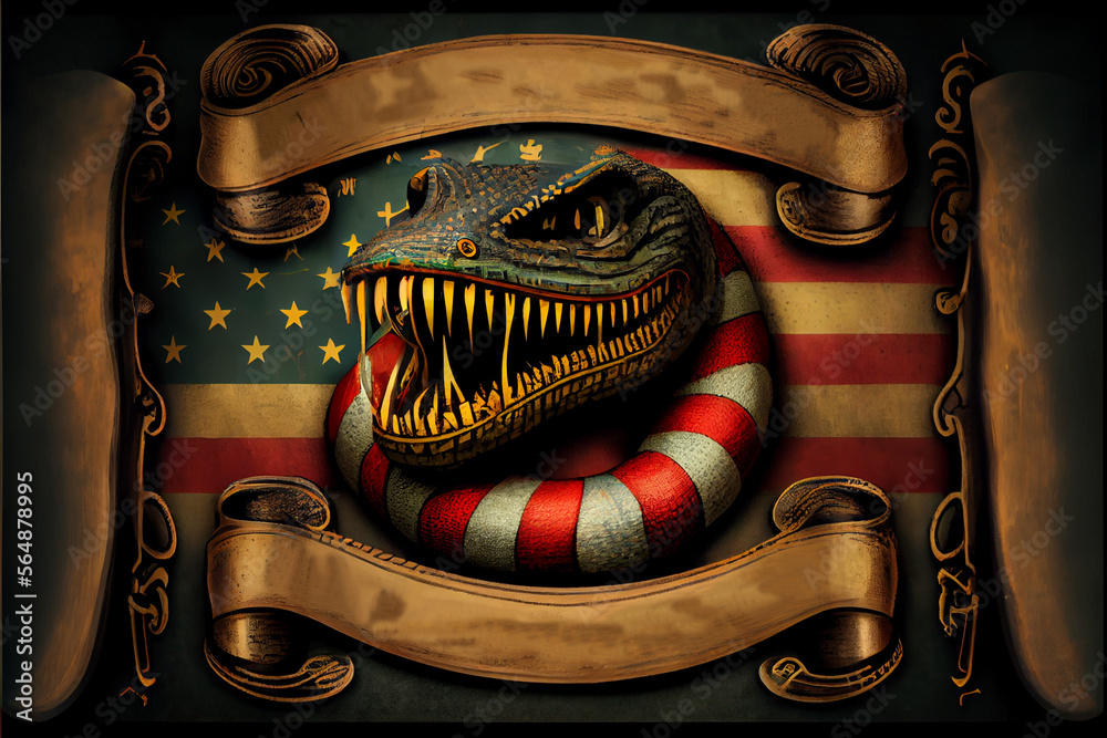 Illustration of a snake with US flag as background - Don't Tread on Me ...