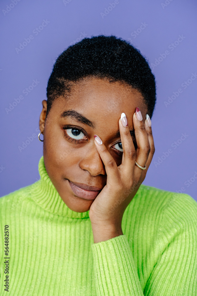 Female touching face Stock Photo | Adobe Stock