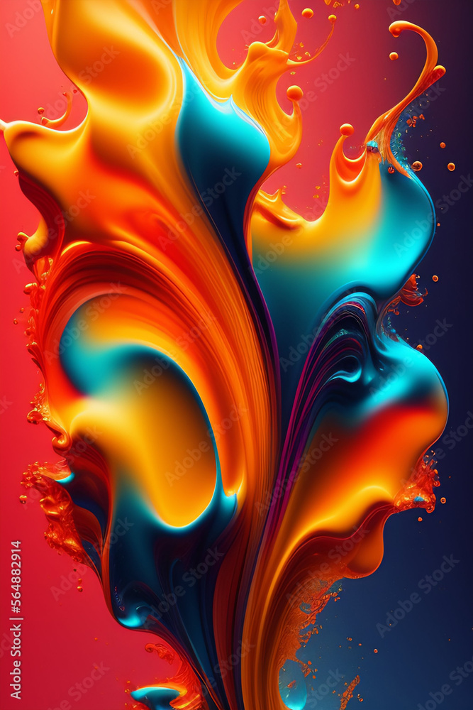Abstract water splatter and ink, paint digital art for flyers ...