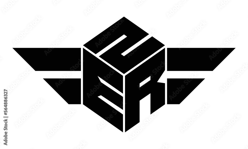 ZER three letter gaming logo in polygon cube shape logo design vector ...