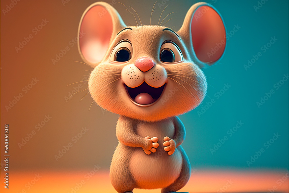 Cute friendly cartoon mouse character, Generative AI Stock Illustration ...