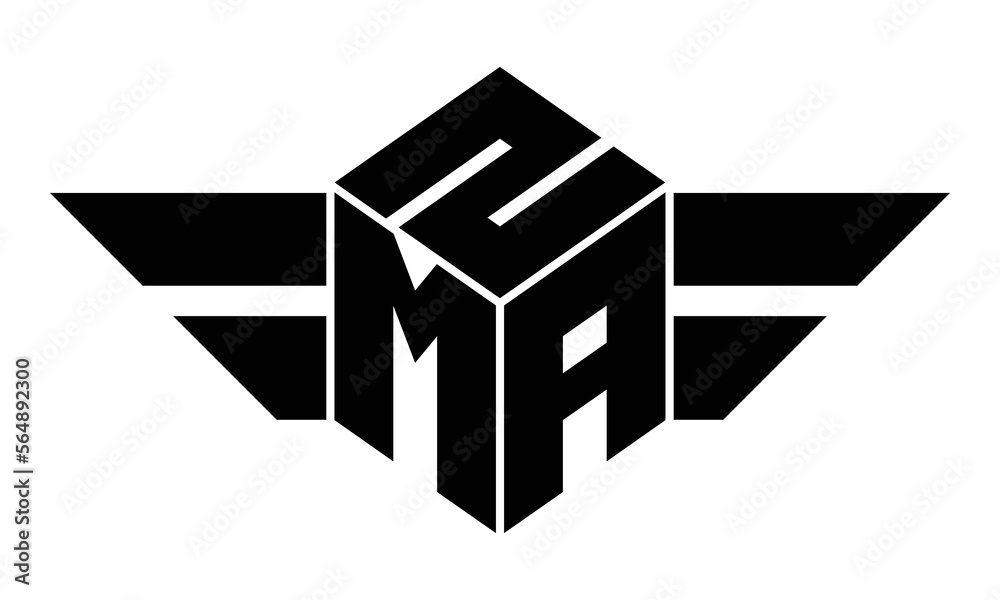 ZMA three letter gaming logo in polygon cube shape logo design vector ...