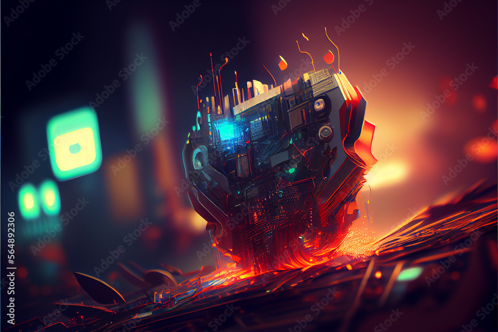 Abstract technology wallpaper. generative ai Stock Illustration | Adobe ...