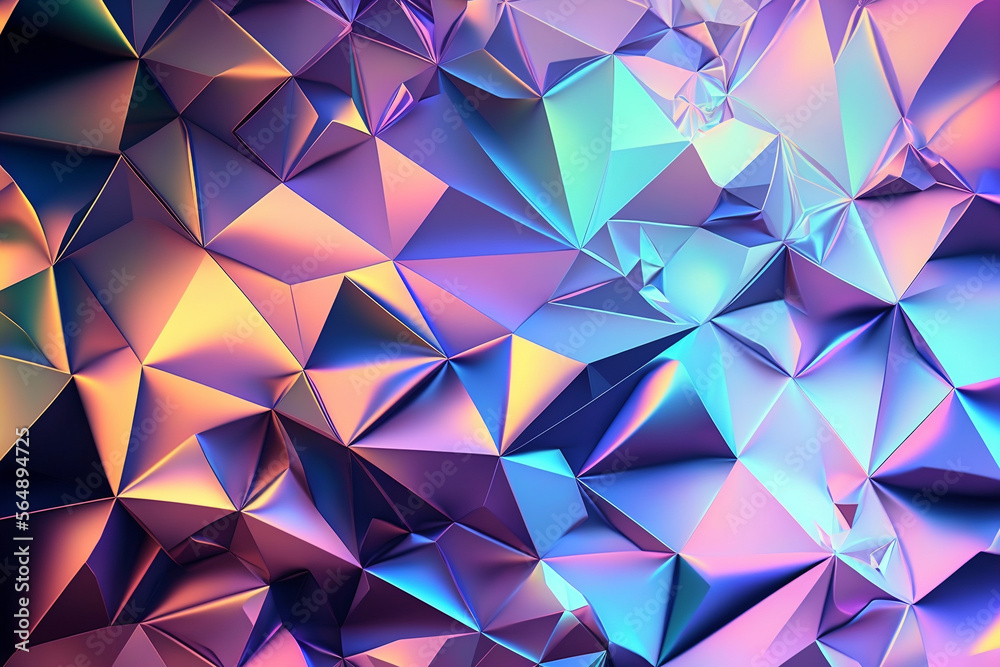 Polygonal holographic background. Futuristic vaporwave/retrowave ...