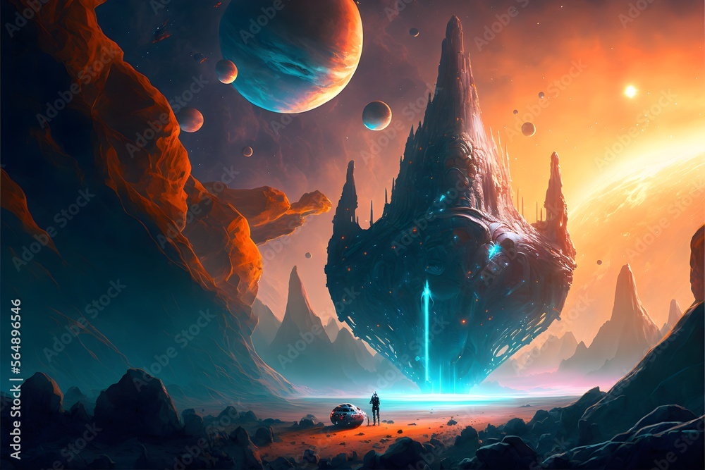 Alien world viewed space science fiction art sci fi art illustration ...