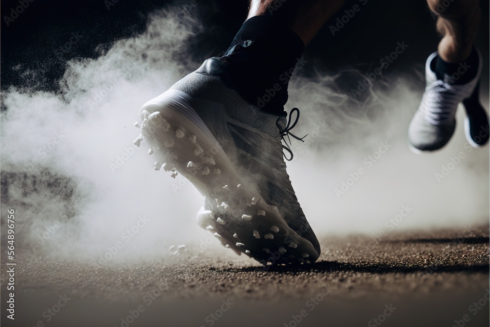 a person running on a trail of smoke and dust in the dark, with their ...