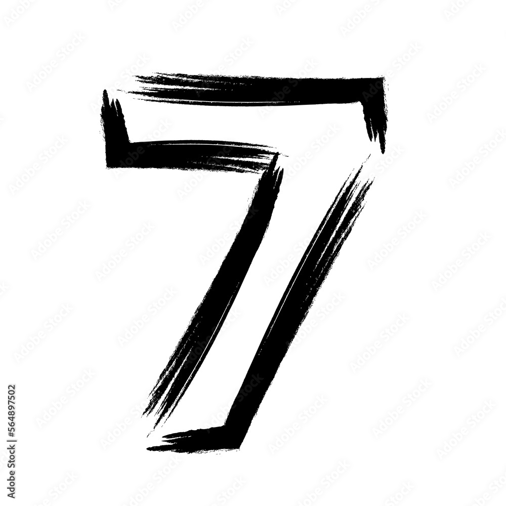 brush stroke hand drawn PNG image with transparent background 7 number ...