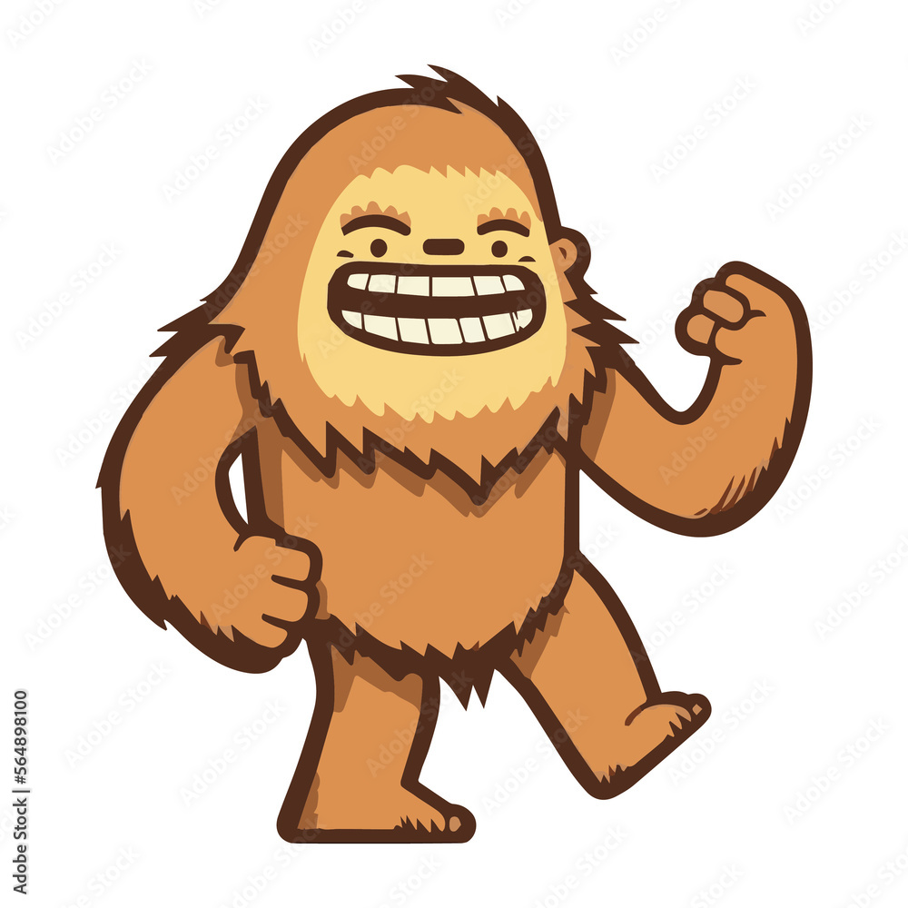 Cartoon Bigfoot - Sasquatch Illustration White Outline - V4 Stock ...