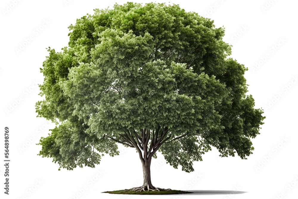 Isolated single tree with clipping path and alpha channel on a ...