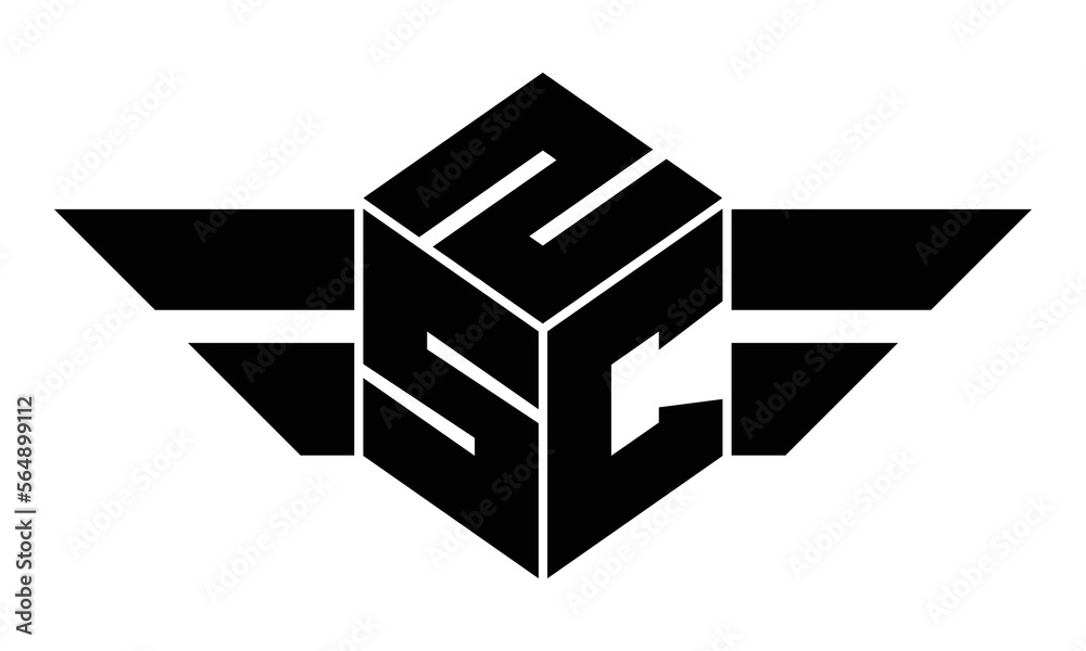 ZSC three letter gaming logo in polygon cube shape logo design vector ...