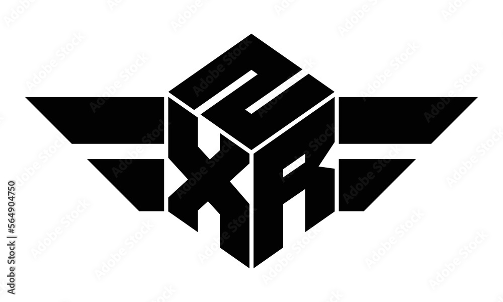 ZXR three letter gaming logo in polygon cube shape logo design vector ...