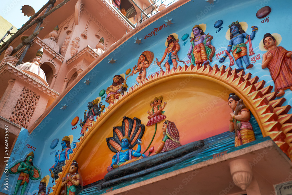 Painted Hindu Deities on temple wall Stock Photo | Adobe Stock
