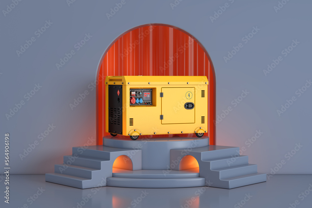 Big Yellow Outside Auxiliary Electric Power Generator Diesel Unit for ...