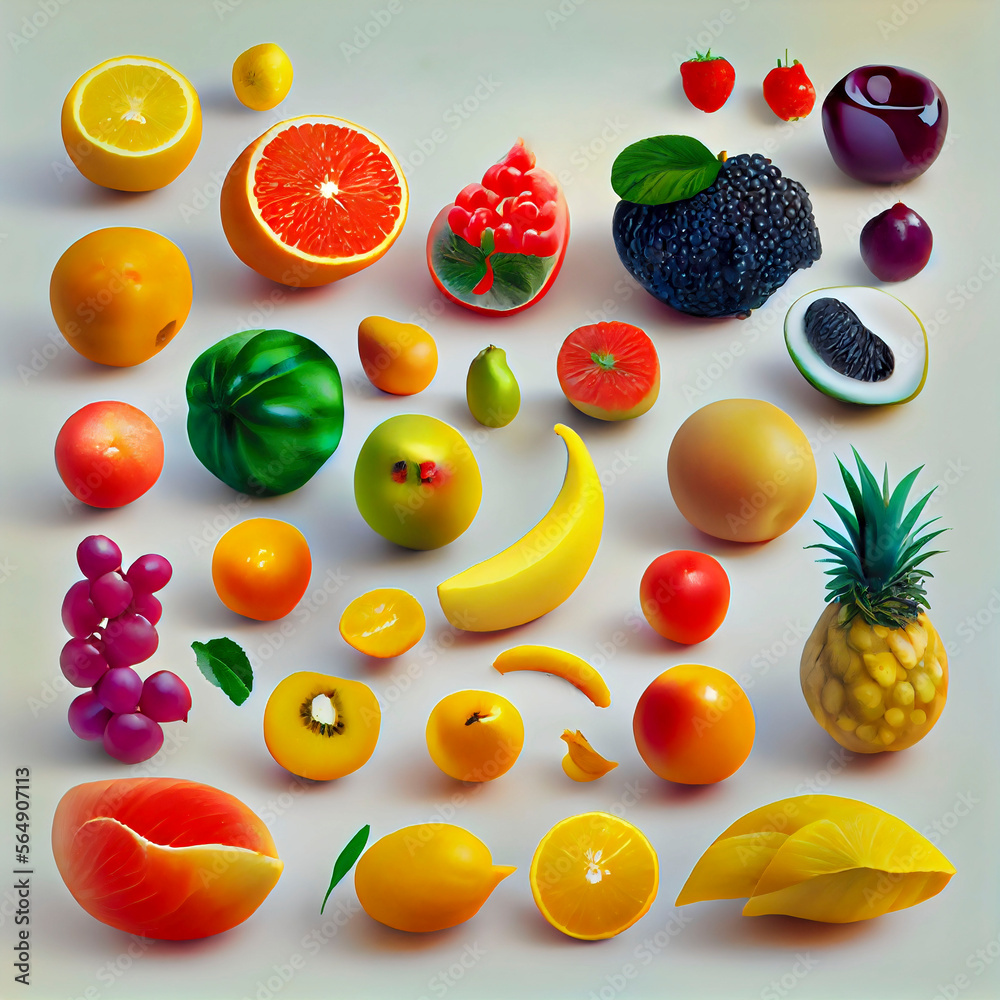 Table full of fruits and vegetables, a medley of various fruits and ...