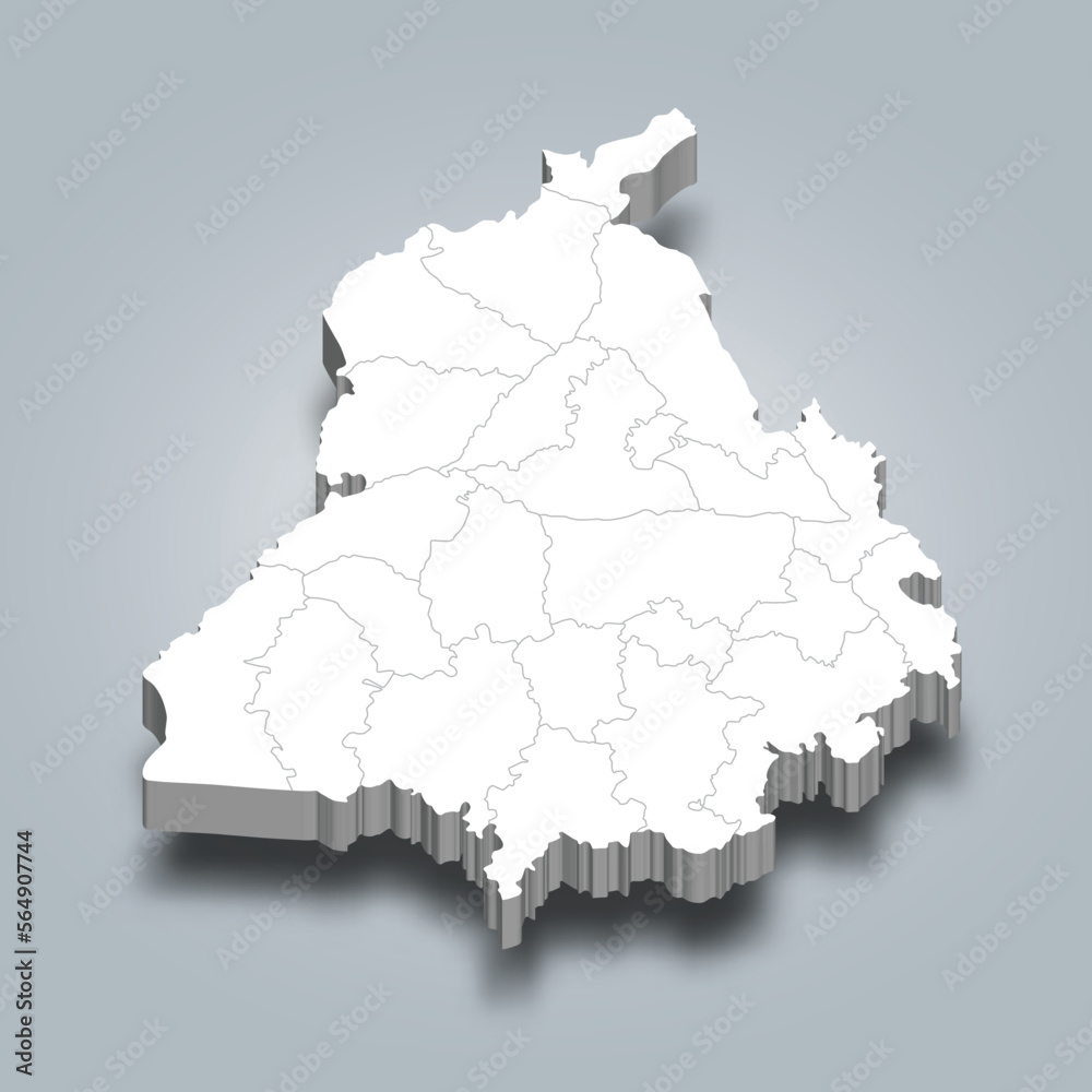 Punjab 3d district map is a state of India Stock Vector | Adobe Stock