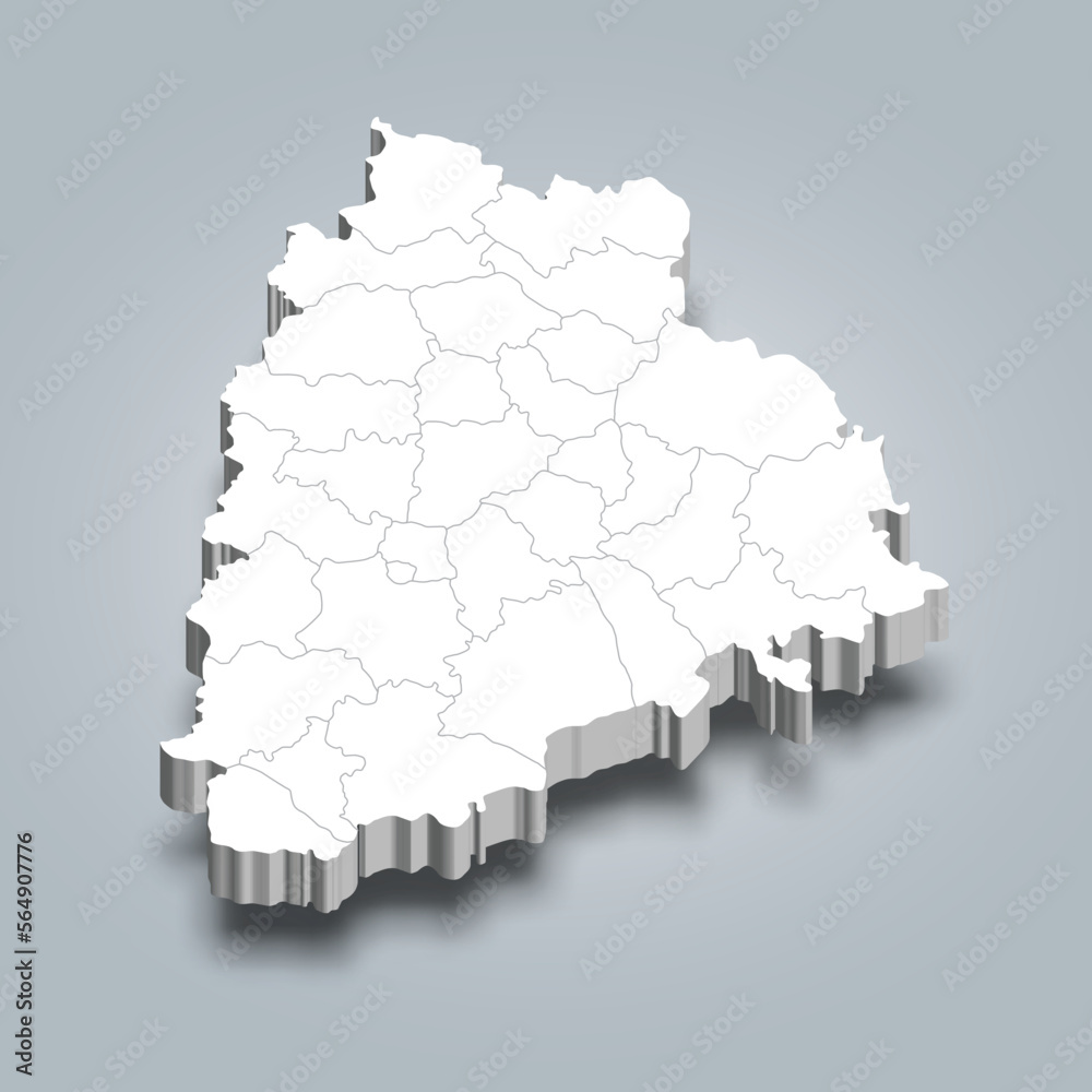 Telangana 3d district map is a state of India Stock Vector | Adobe Stock