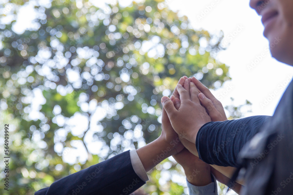 World environment day with global community teamwork, a group of ...