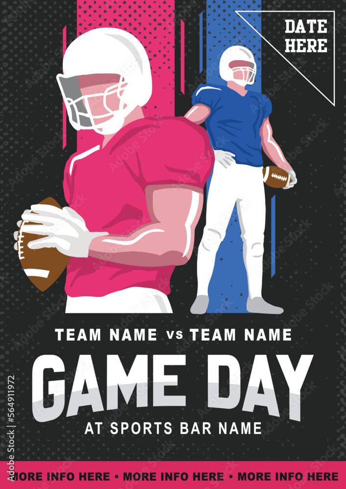 VECTORS. Poster template for an American Football Game Day (uniform ...