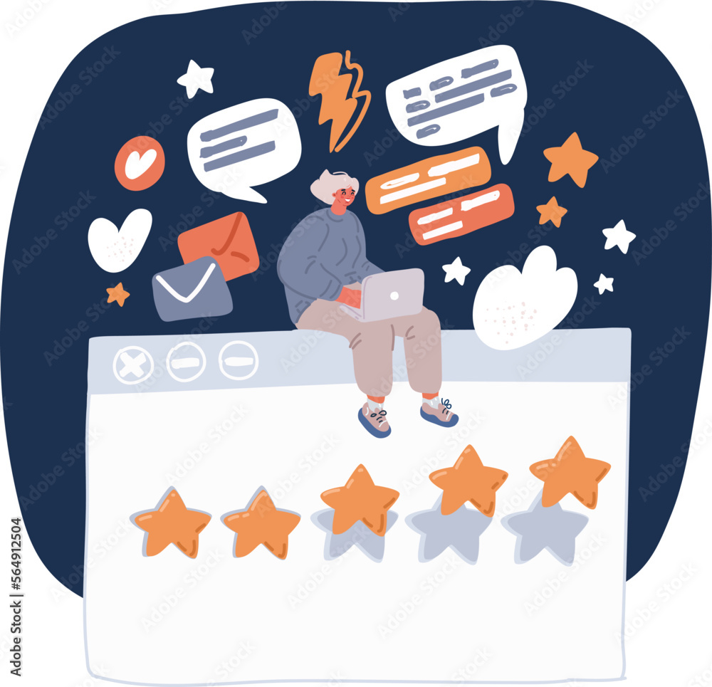 Cartoon vector illustration of customers satisfaction review. Five ...