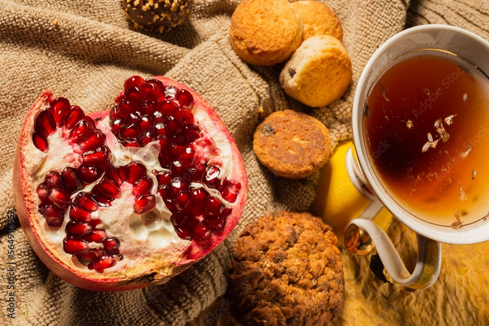 Tea time is a healthy drink. Still life- cup and sweets for food Stock ...