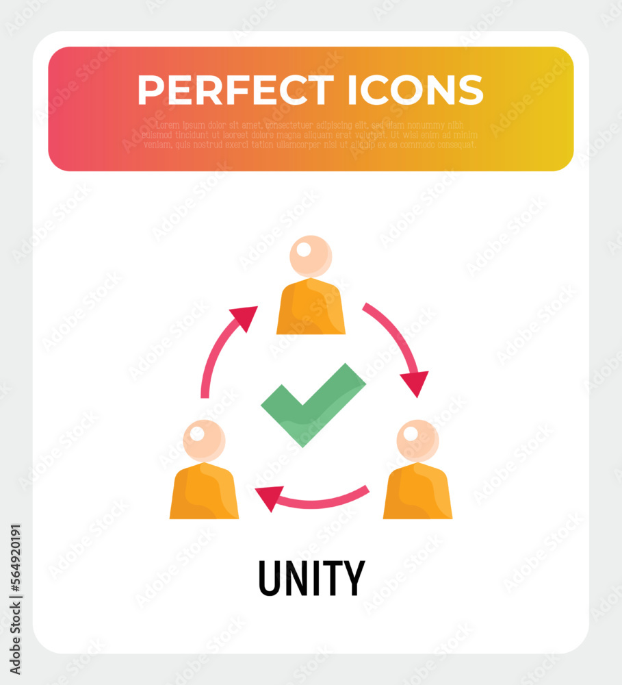 Vetor de Unity flat icon. Successful communication employees. Teamwork ...