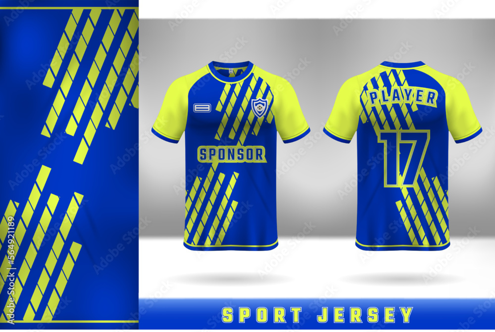 Blue and yellow jersey template design for sport uniform Stock Vector ...