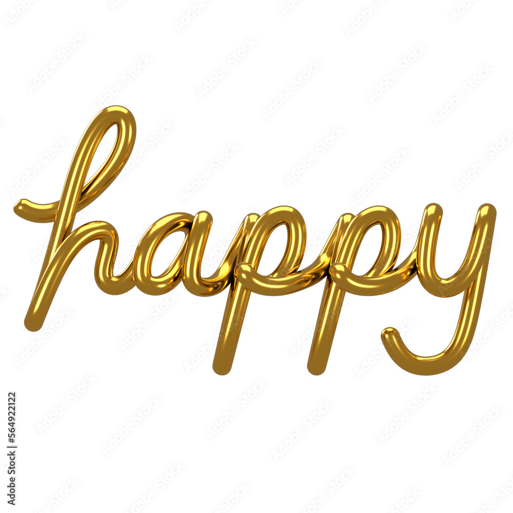 Happy letter in 3D styled hand lettering with transparent background ...