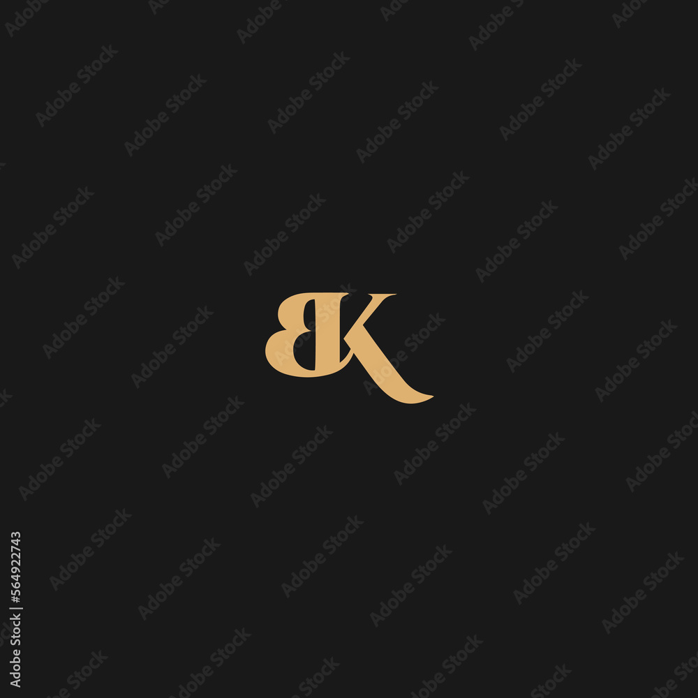 Monogram letter BK logo design Vector. BK Luxury logo design with ...