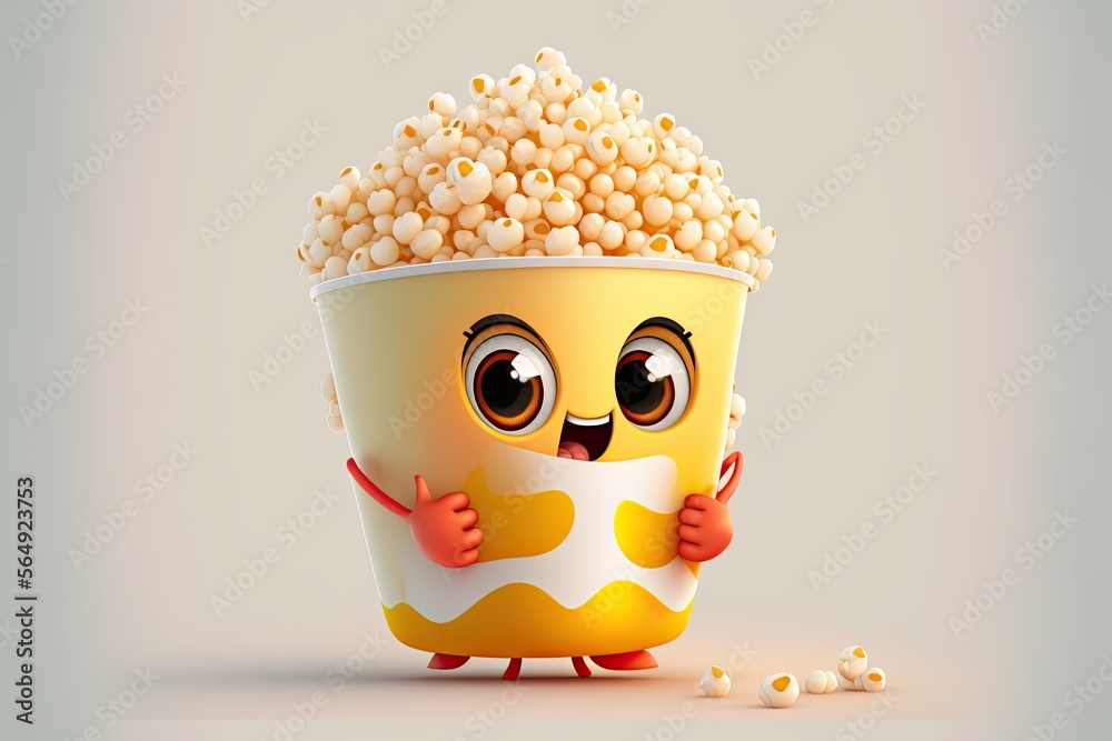 cute adorable popcorn character laughing and having fun, ai art ...