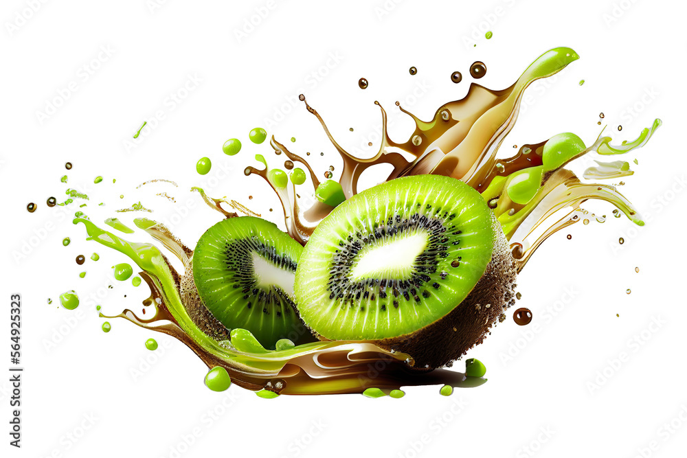 kiwi with kiwi juice isolated Stock Illustration | Adobe Stock