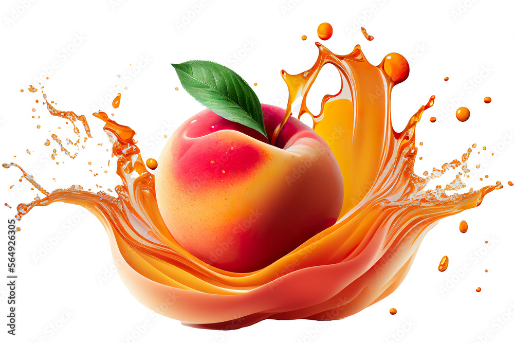 peach with peach juice splash isolated Stock Illustration | Adobe Stock