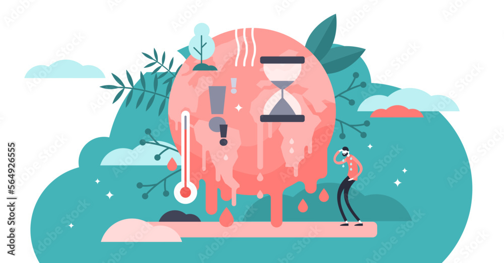 Melting earth illustration, transparent background. Tiny poles ice ...