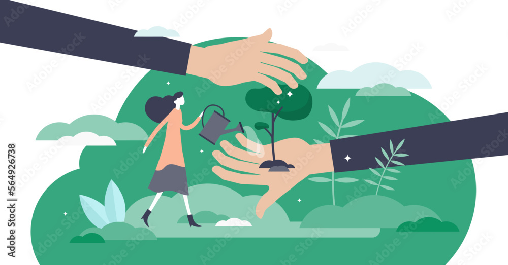 Save planet illustration, transparent background. Tree planting flat ...