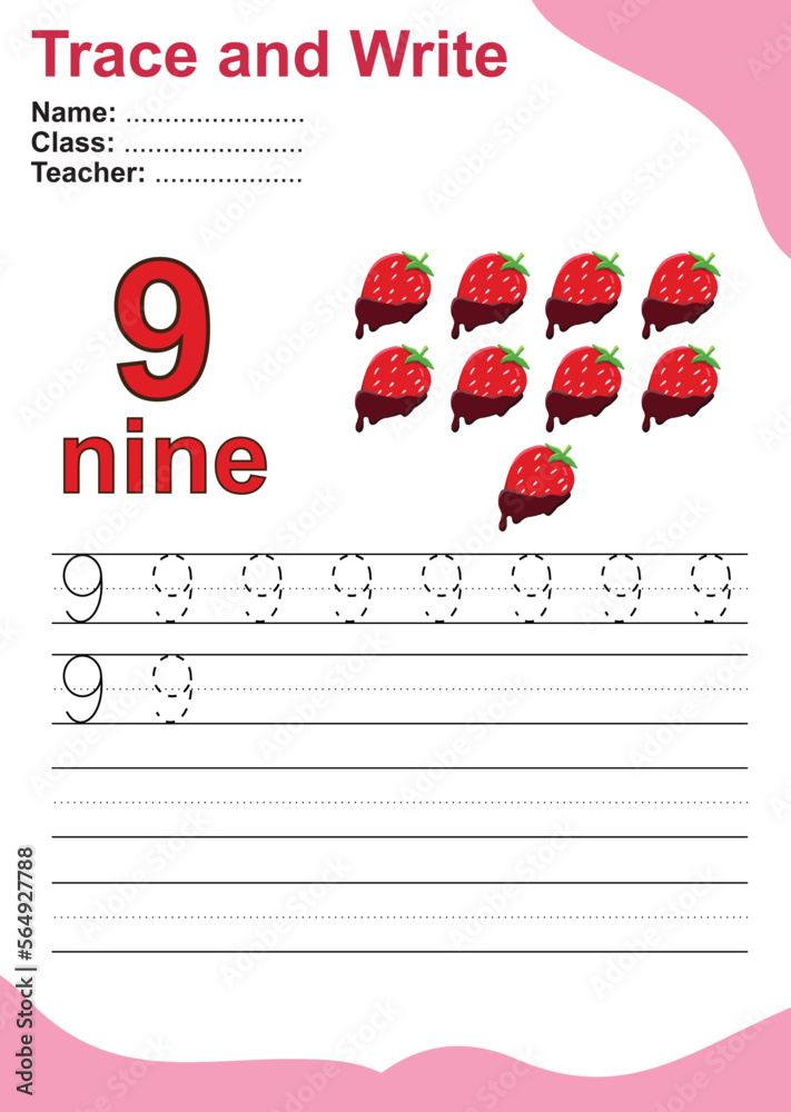 Trace and write number for children. Tracing practice worksheet for ...