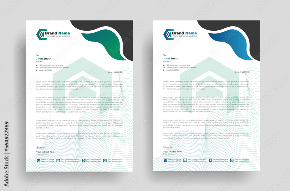 Professional Business letterhead Design template Stock Vector | Adobe Stock